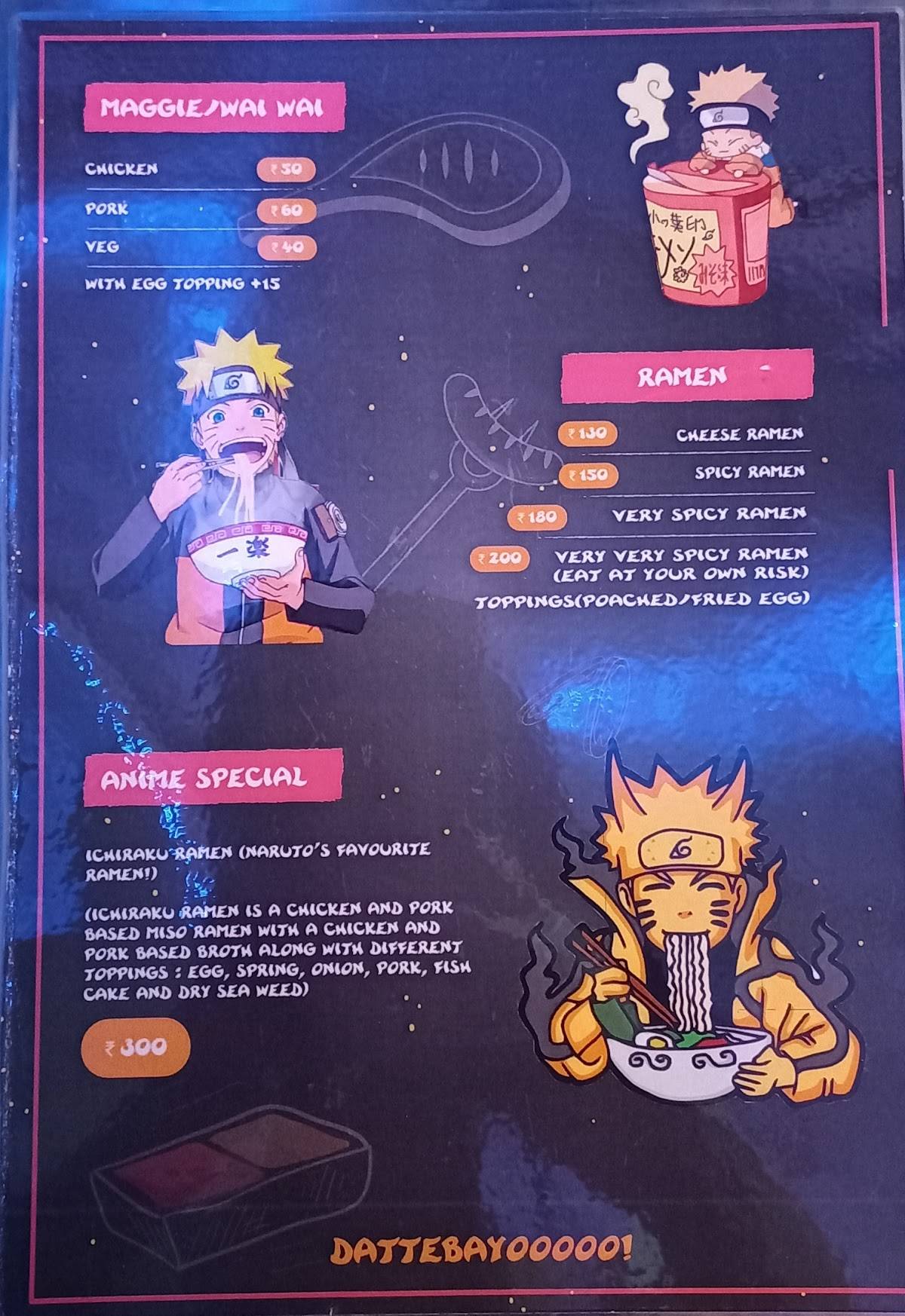 Menu at Food station, Shillong