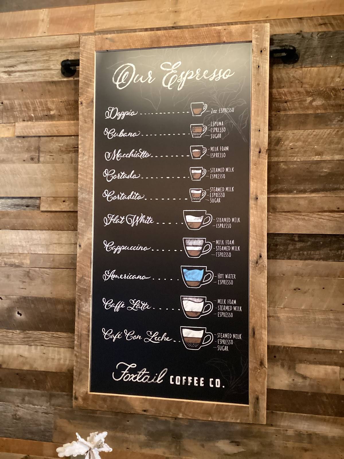 Menu at Foxtail Coffee Co - Downtown Mount Dora restaurant, Mount Dora