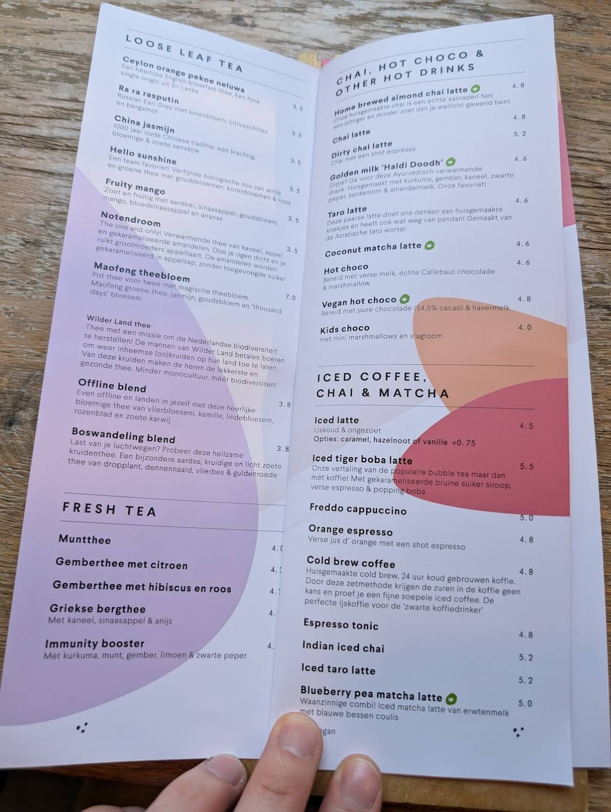Menu at Frank & Charlie, Enschede
