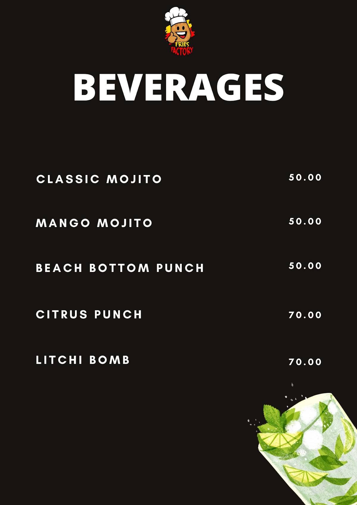 Menu at Fries Factory - Malleshwara, Bengaluru
