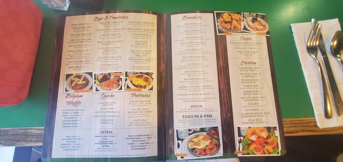 Menu at Frog Pond restaurant, North Redington Beach