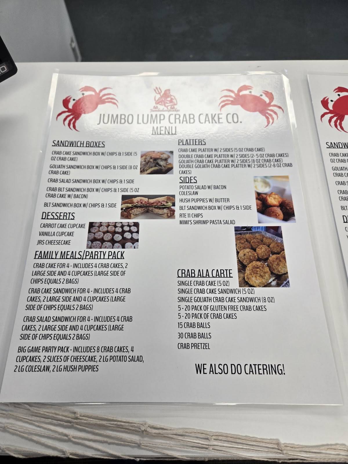 Menu at Frye's Famous Crab Cake CO restaurant, Manassas