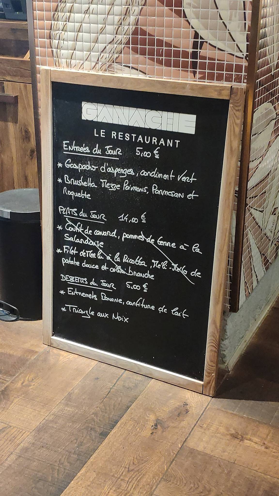 Carta de GANACHE LE RESTAURANT, Burdeos