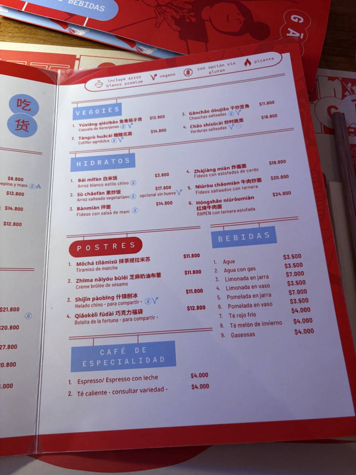 Carta del restaurante GĀO, Buenos Aires