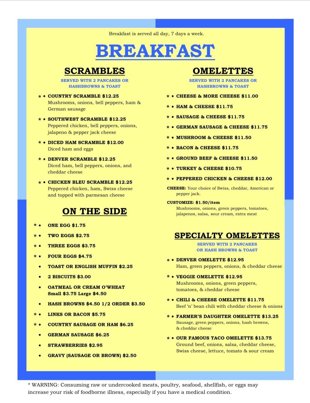 Menu at Gateway Breakfast House restaurant, Portland