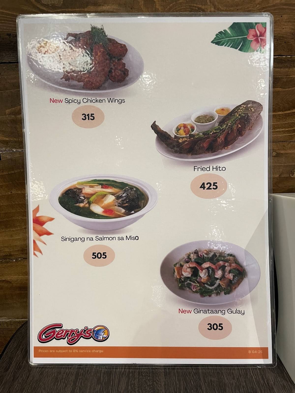 Menu at Gerry's SM Manila (Gerry's Grill) restaurant, Manila, SM City ...