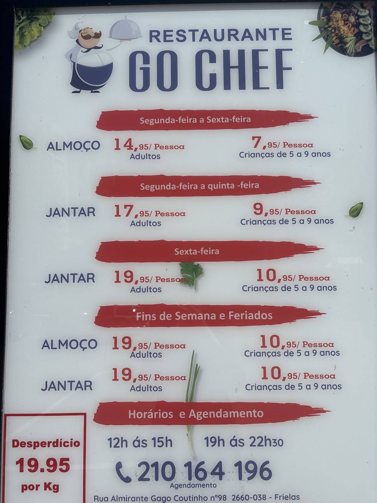Menu em Go Chef restaurante, Frielas