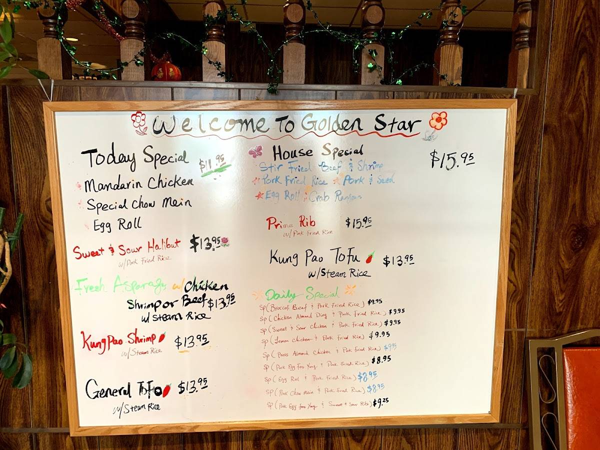Menu at Golden Star Restaurant, Boise