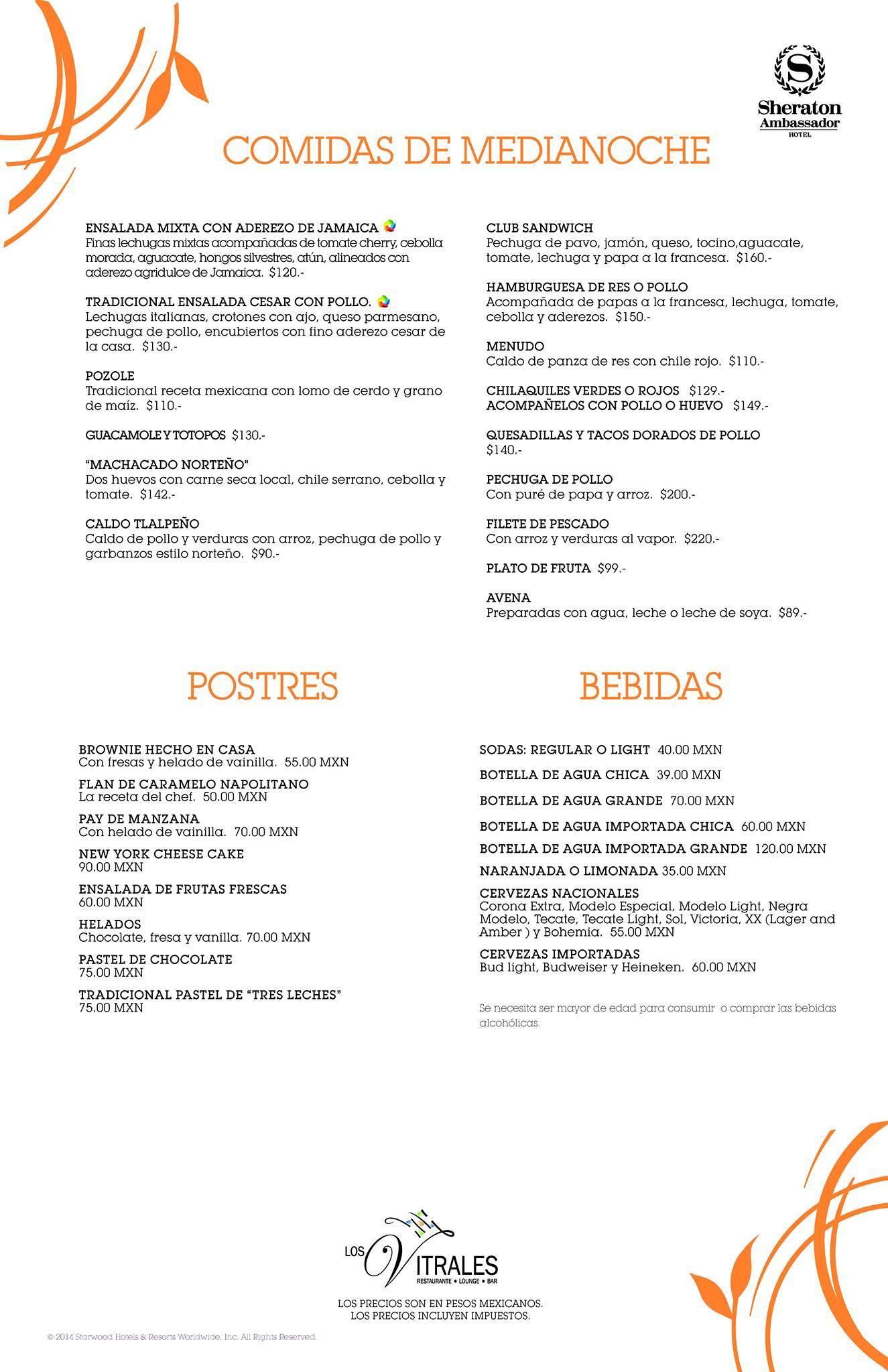 Menu at Grill & Vine restaurant, Monterrey