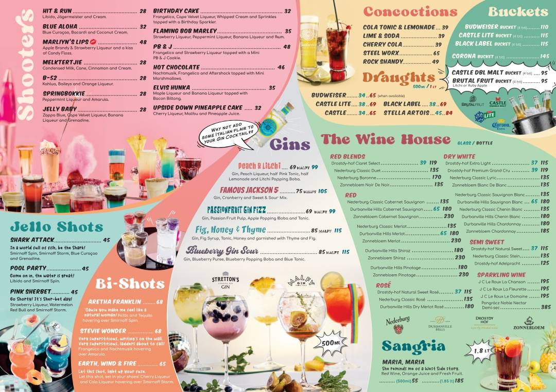 Menu at GrubHouse Diner restaurant, Trichardt