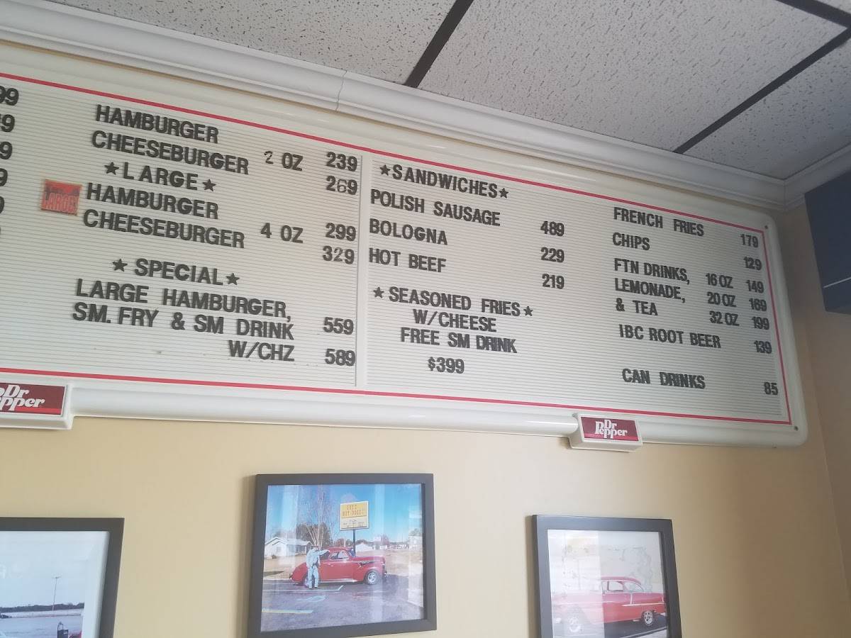 Menu at Gus's Hot Dogs restaurant, Hueytown, 224 Brooklane Dr
