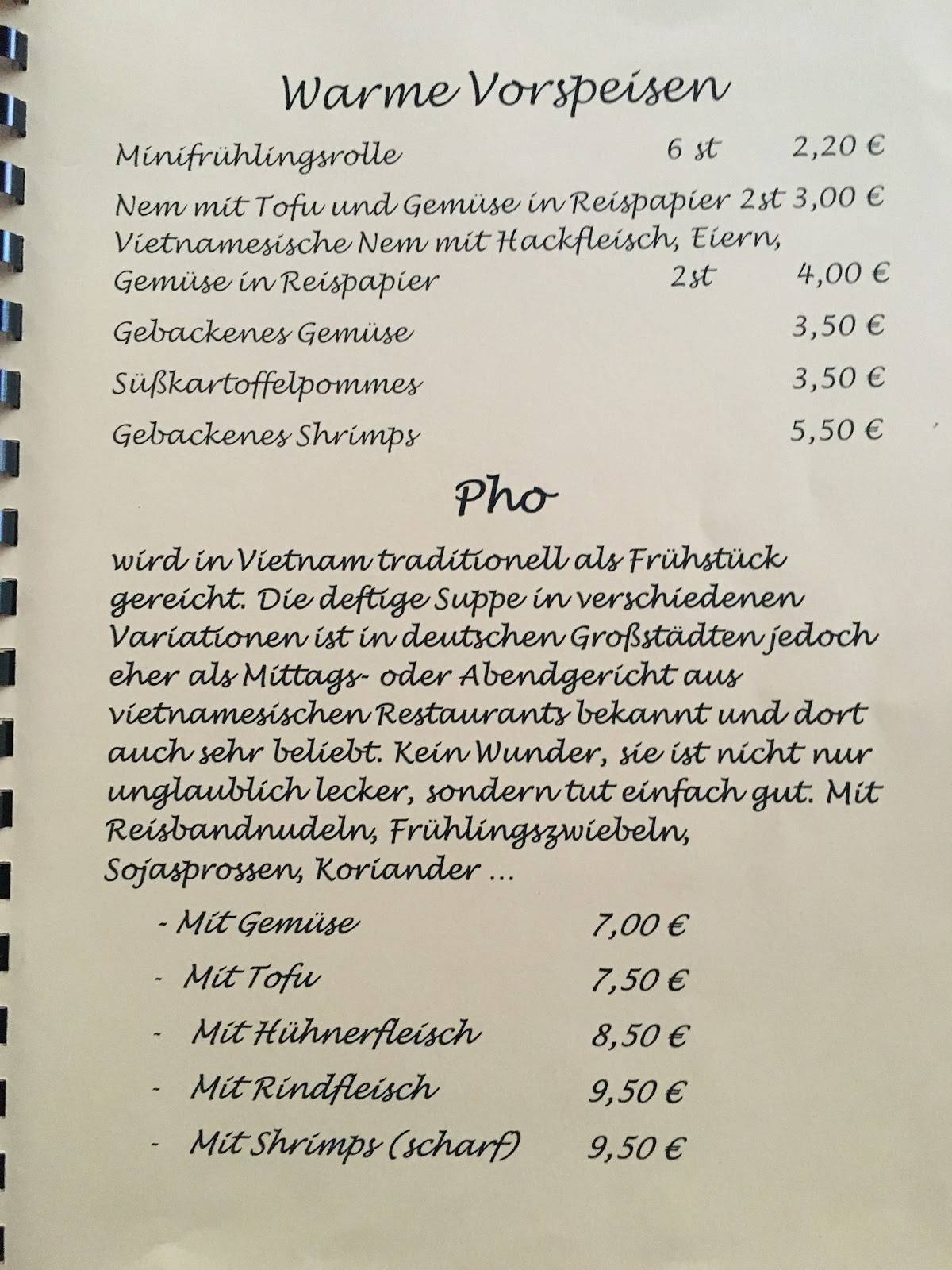 Speisekarte von Hà Dăng restaurant, Hamburg