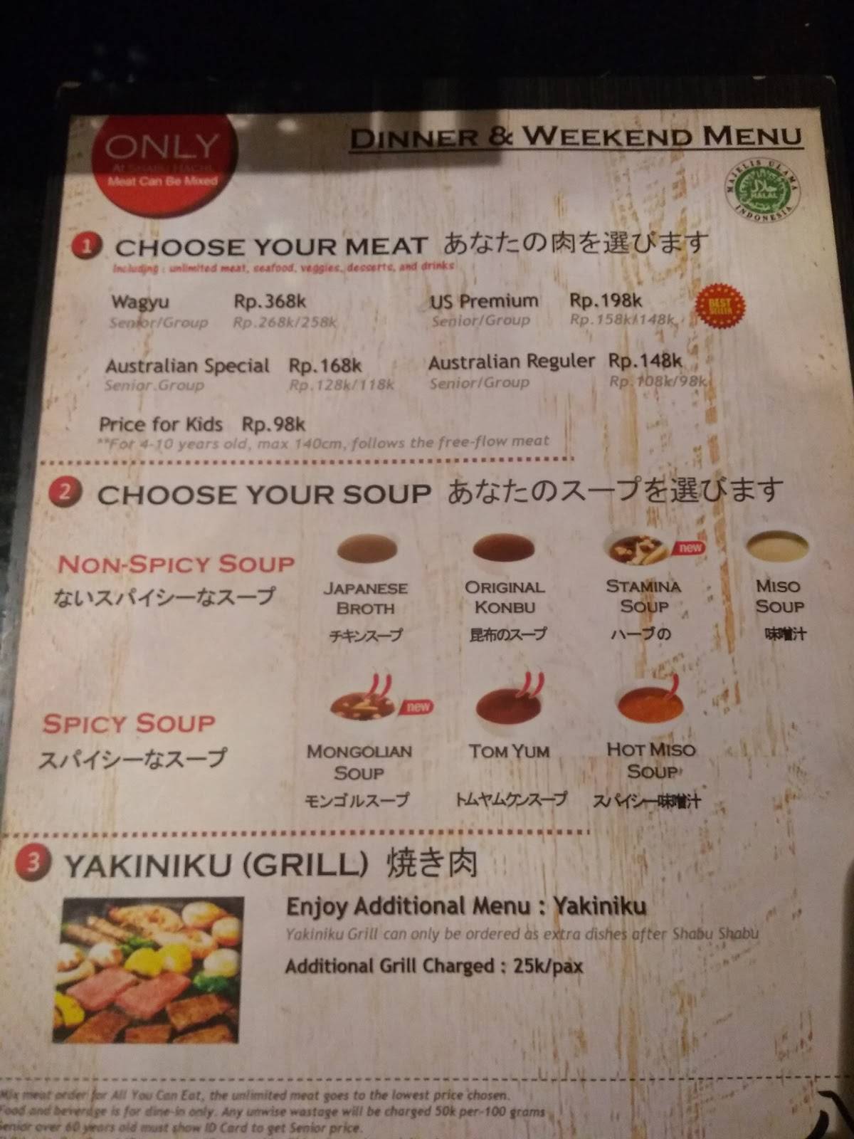 Menu at Hachi Grill Ampera restaurant, Jakarta, Jl. Ampera Raya No.11