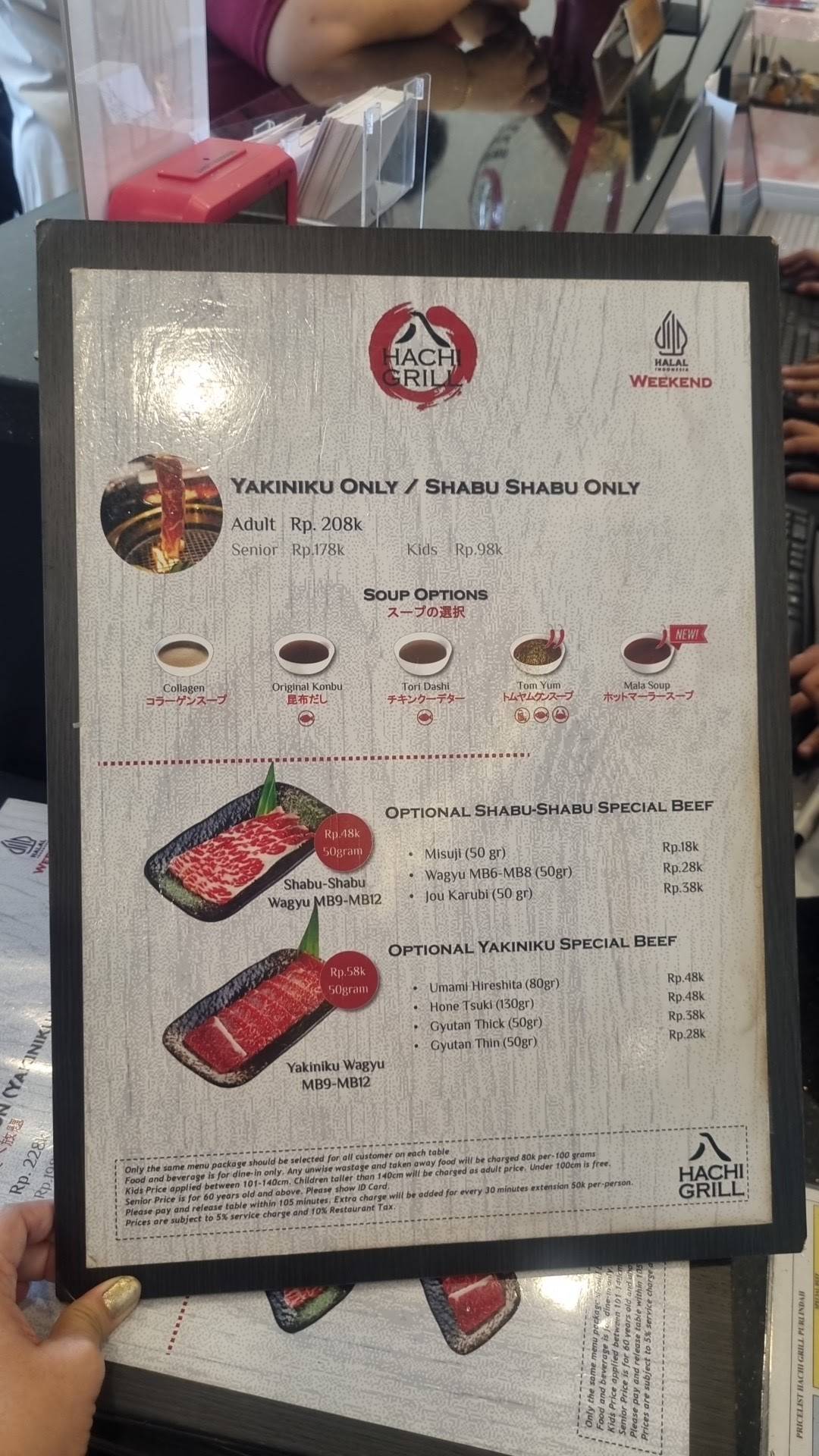 Menu at Hachi Grill Puri Indah restaurant, West Jakarta