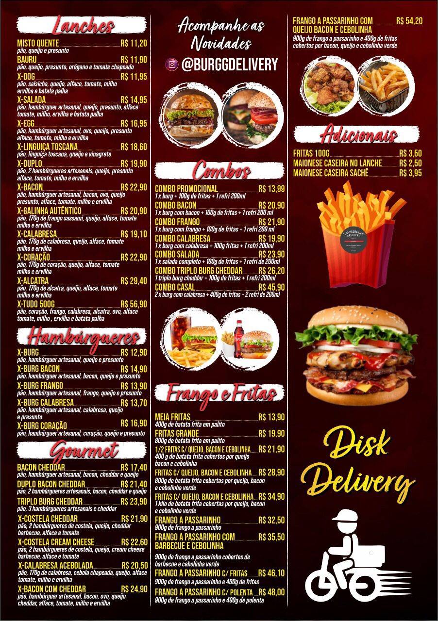 Menu em Hambúrguer Delivery Itajaí sc restaurante, Itajaí
