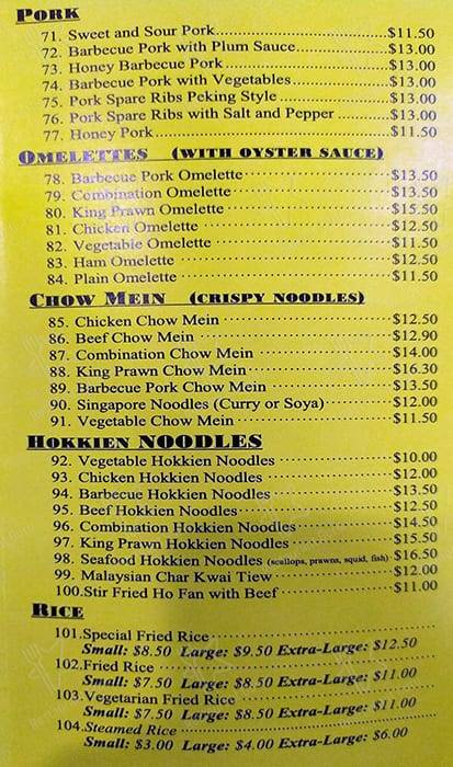 Menu at Happy Panda Chinese Take-Away restaurant, Waterford West