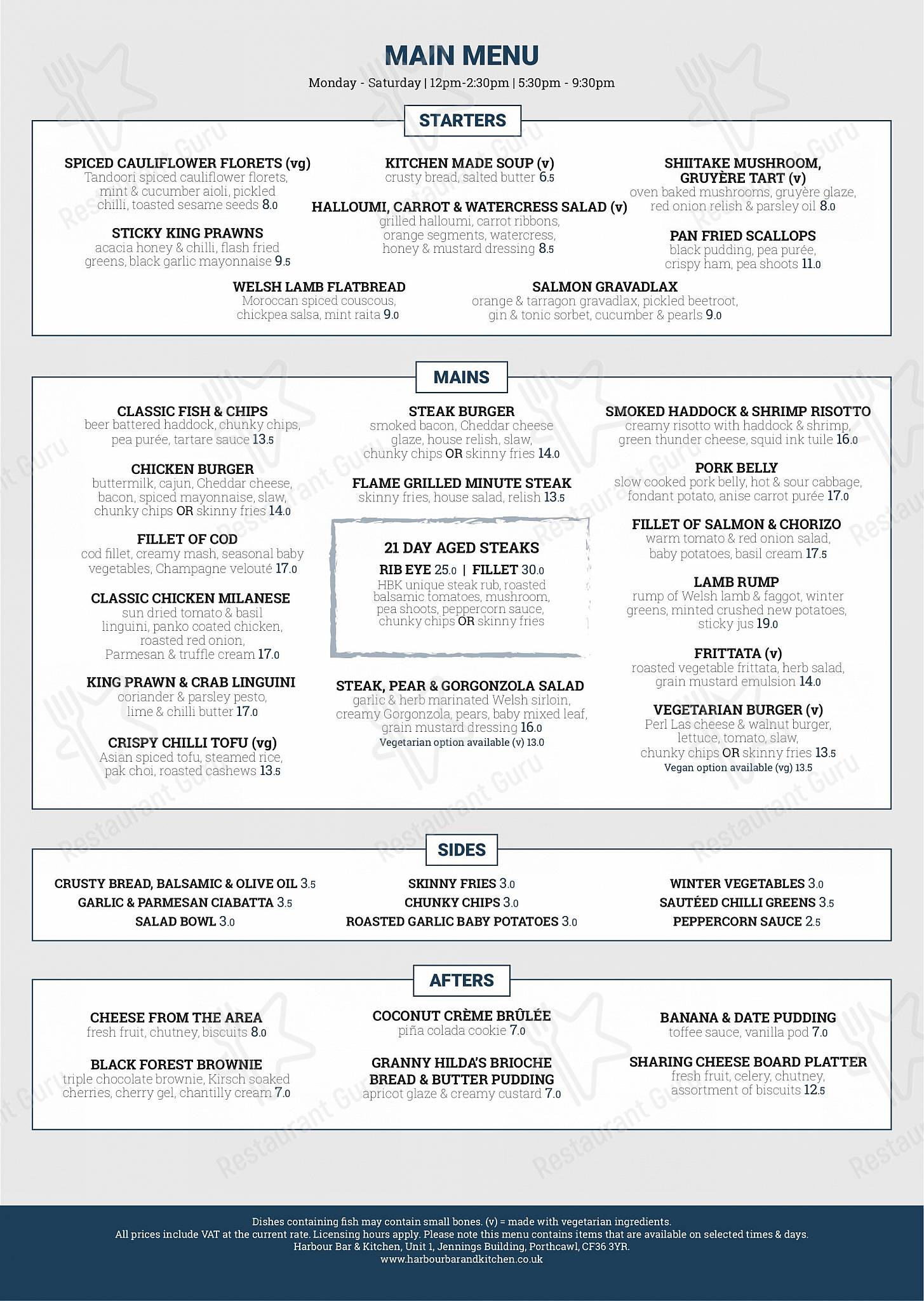 Menu at 1832 pub & bar, Porthcawl