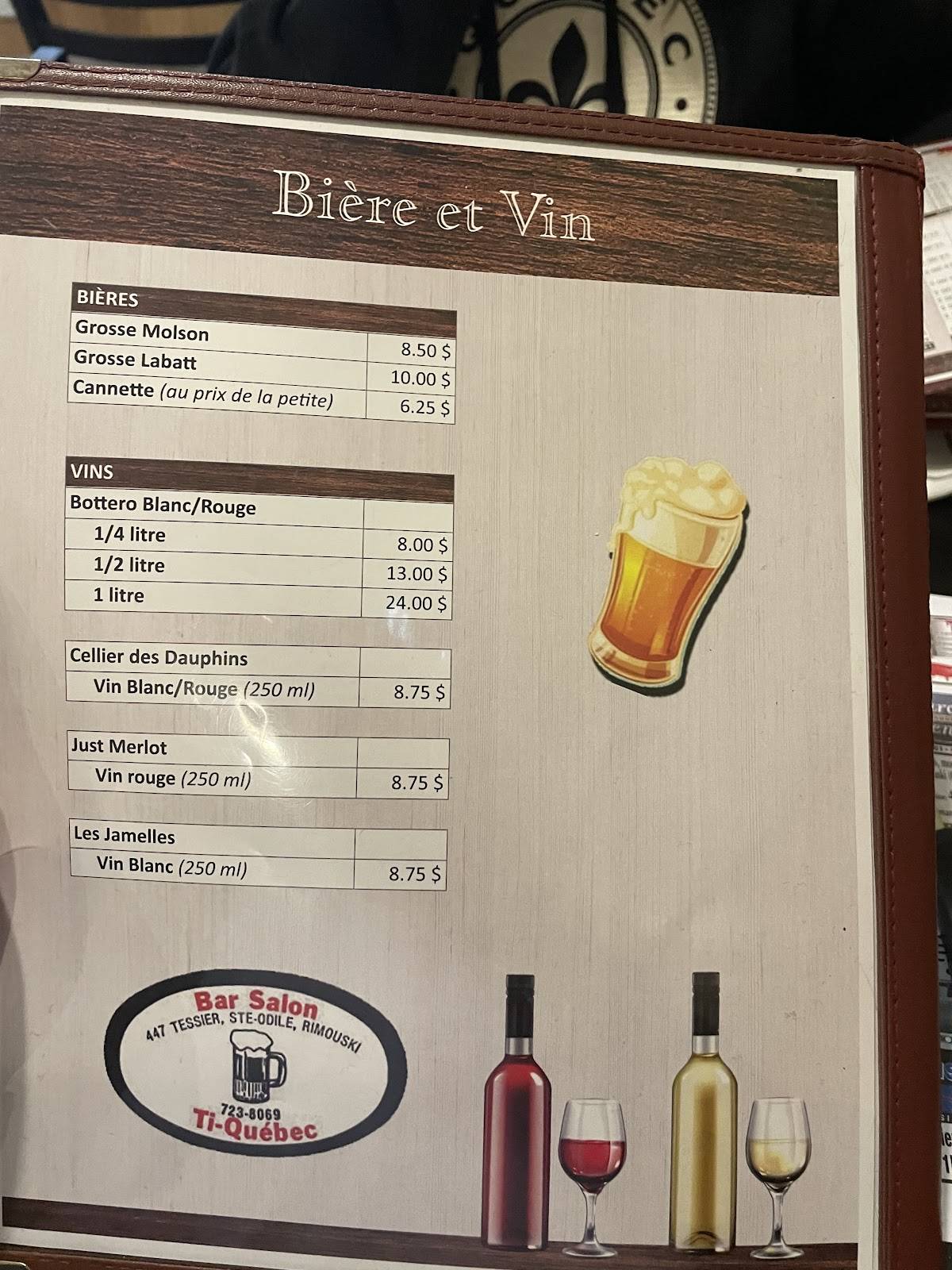 Menu au Restaurant Haute-Ville, Rimouski