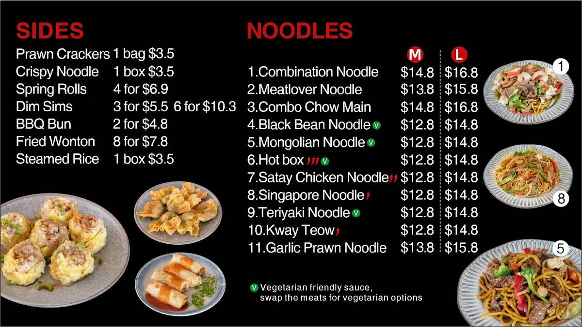 Menu at Master Noodle Bribie Island restaurant, Bongaree