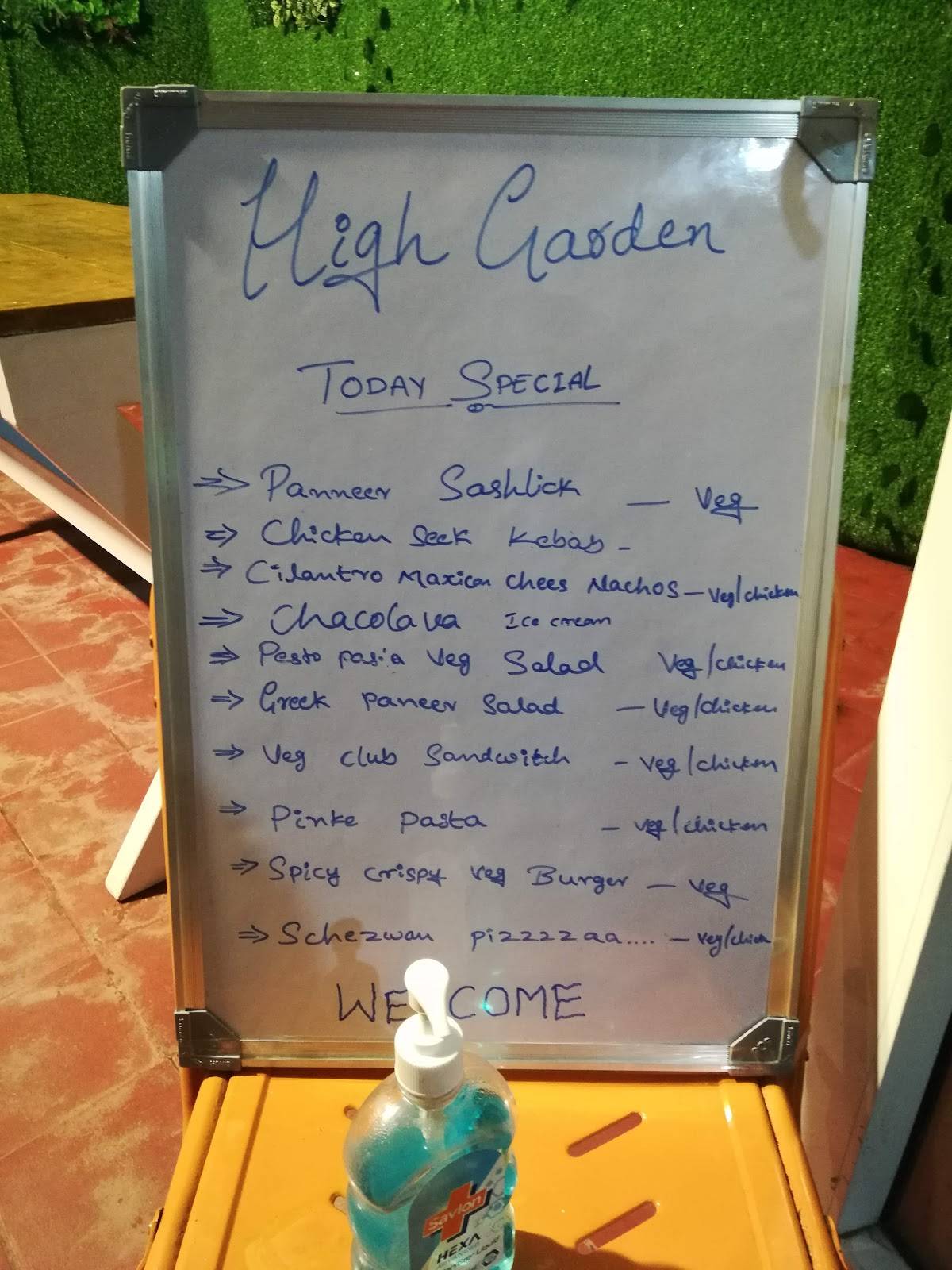 Menu at Jaish rooftop cafe, Bengaluru