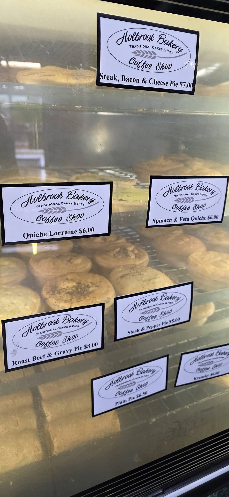 Menu at Holbrook Bakery, Holbrook, 126 Albury St