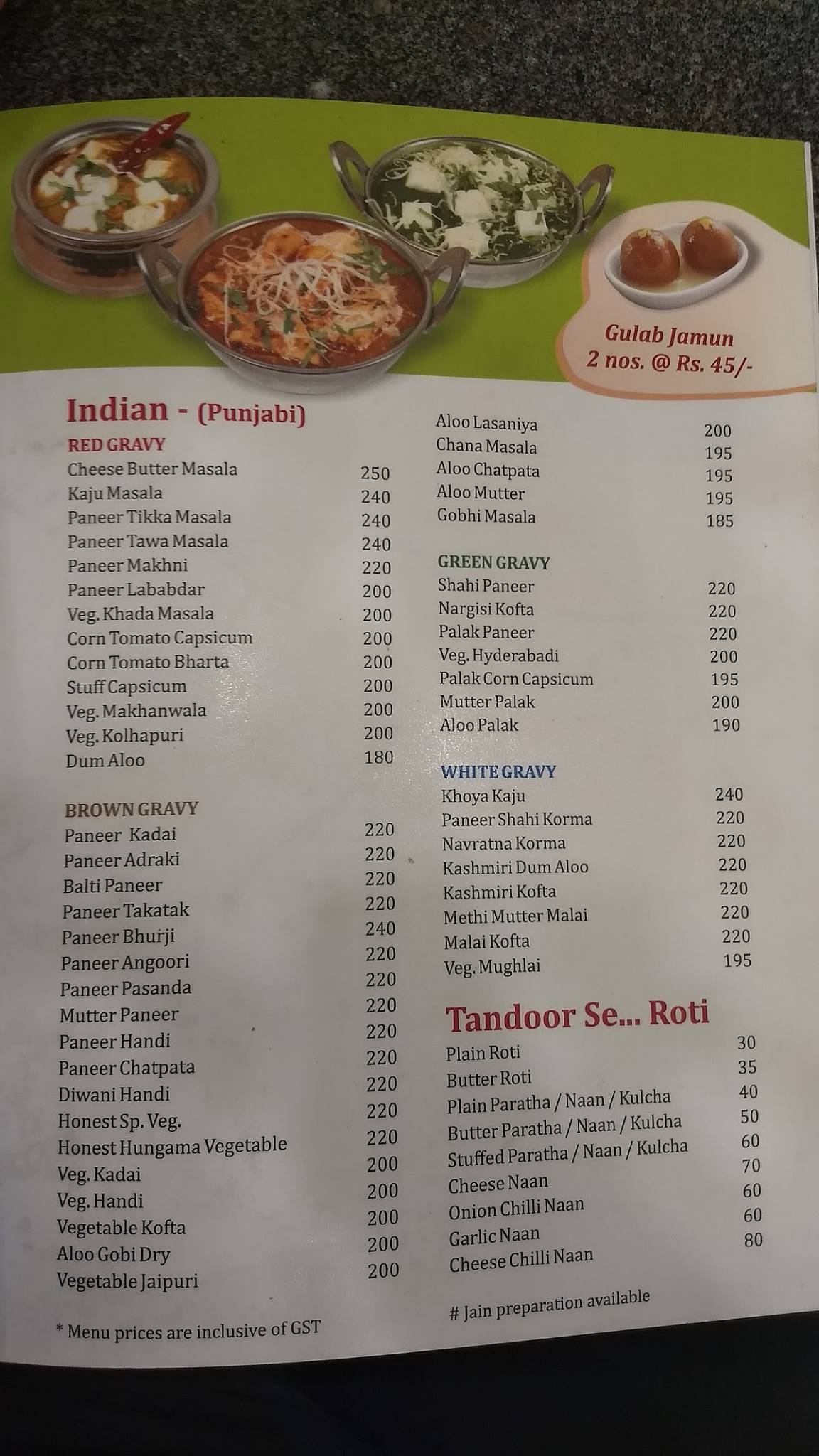 Menu at Honest The Family Restaurant, Vadodara, Ground Floor Shukan Hub ...