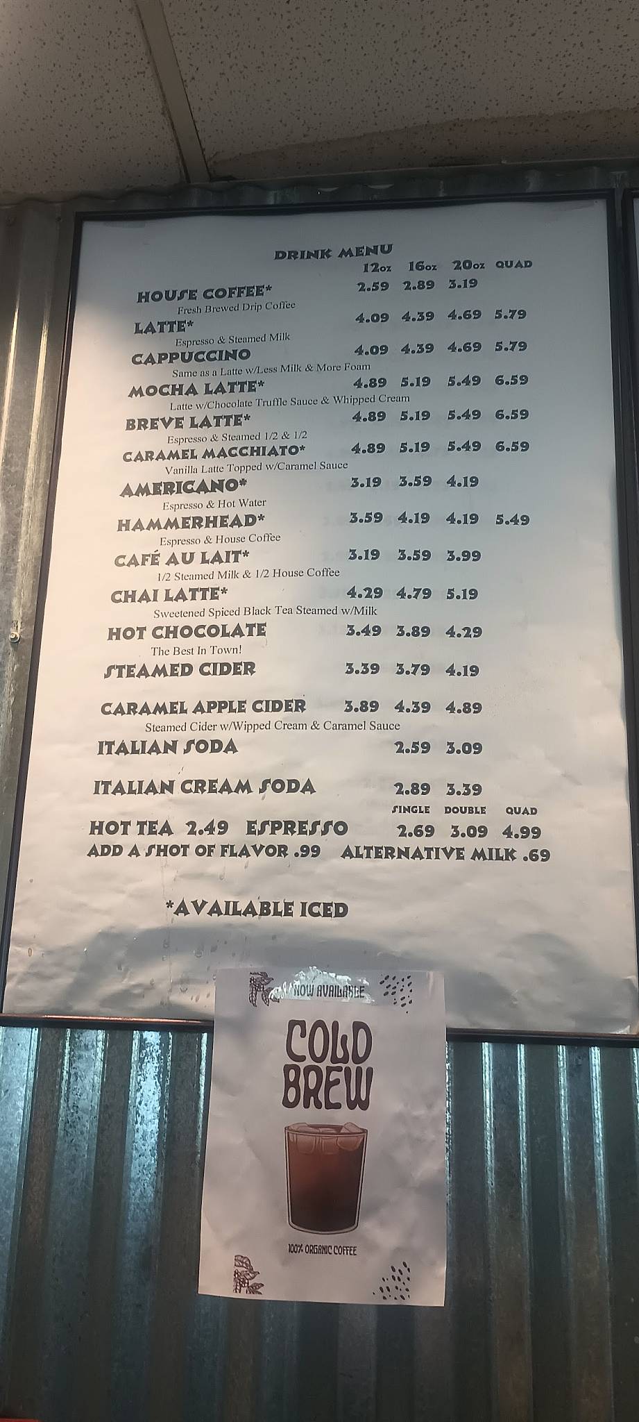 Menu at Hot Rocks Java Cafe, Los Alamos, W Jemez Rd