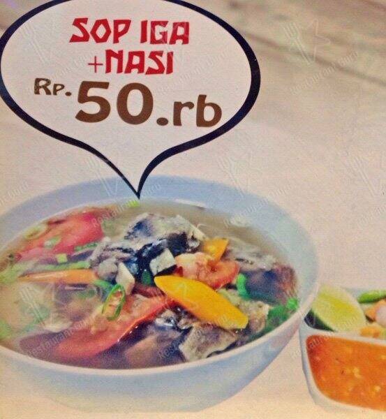 Menu at IGA NW Ribs restaurant, East Jakarta