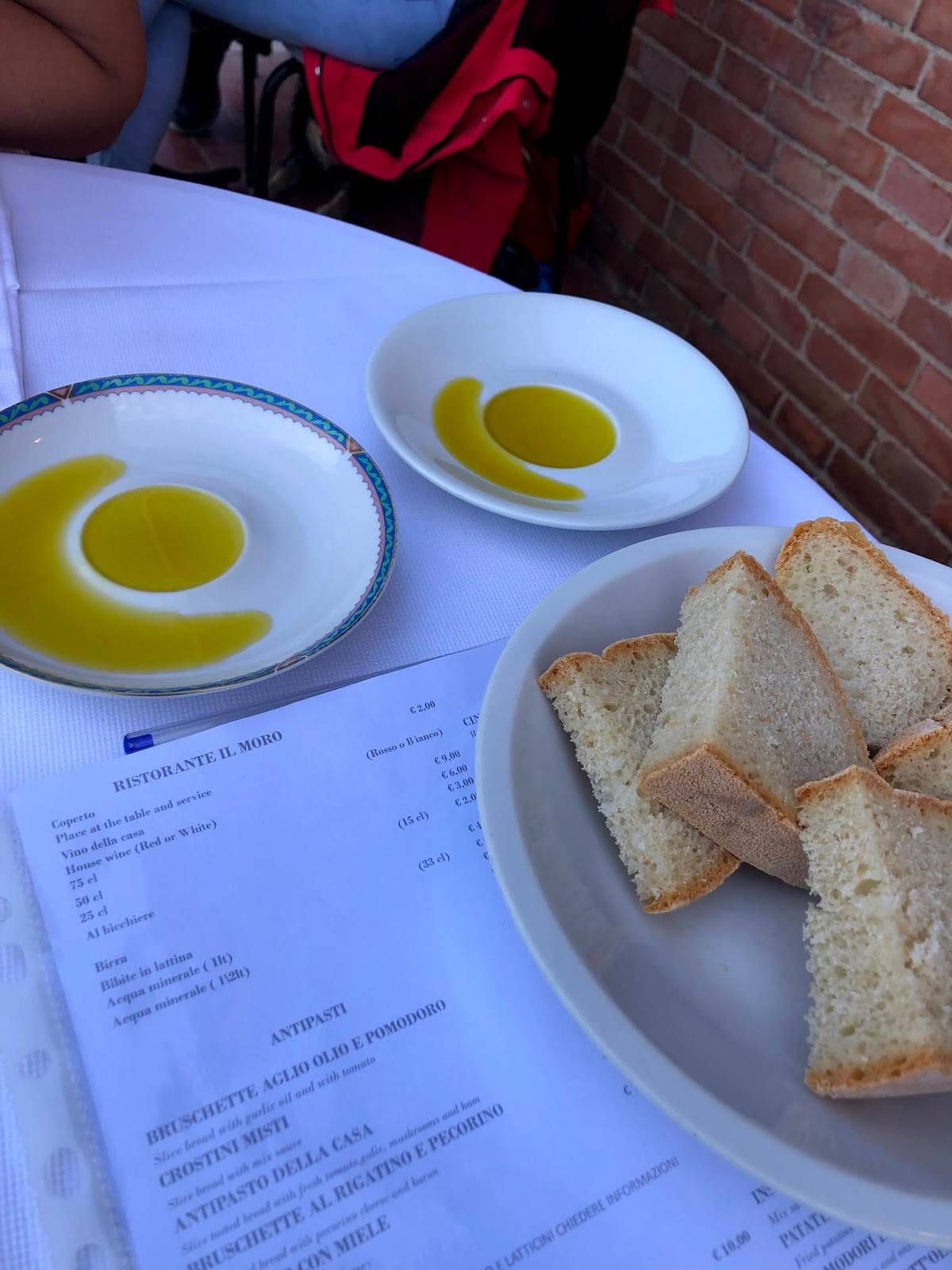 Menu at Il Moro restaurant, Montalcino