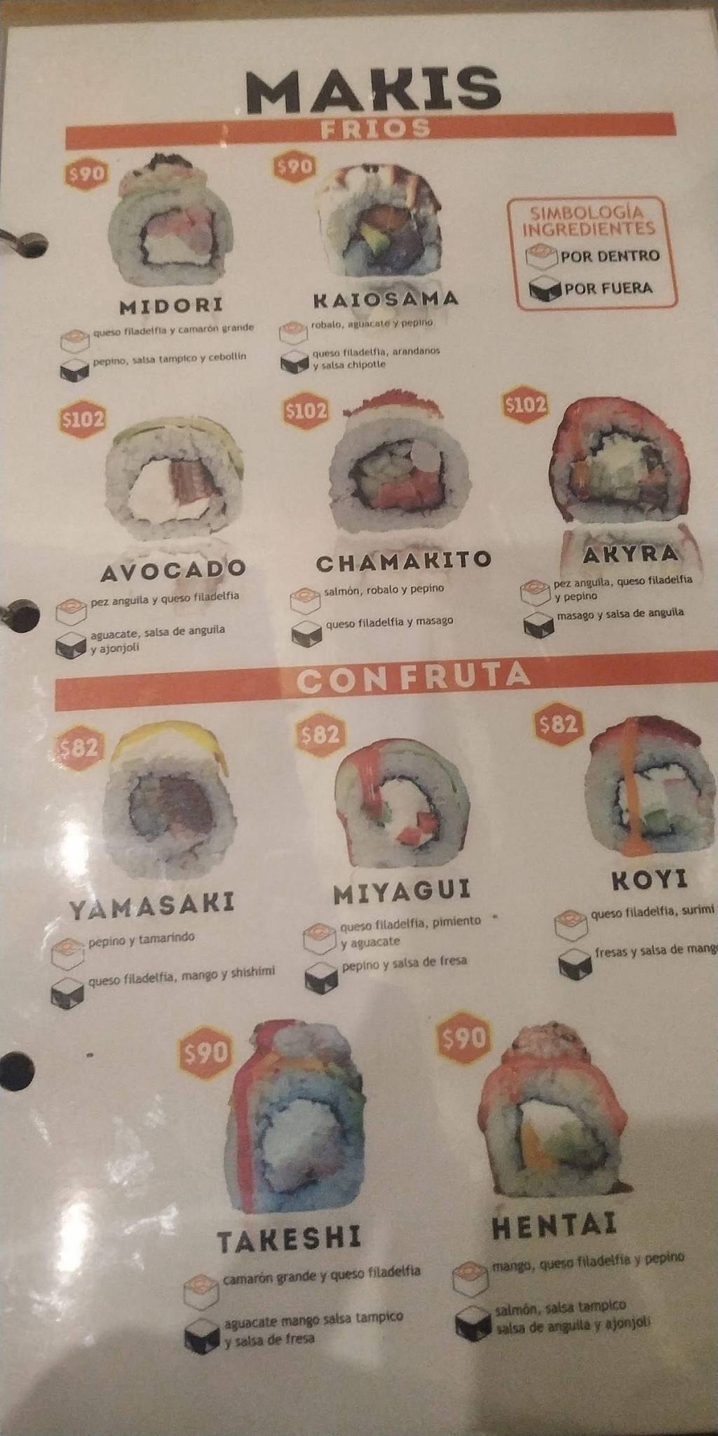 Carta del restaurante Sushi-inari, San Luis Potosi, Av Himno Nacional 4175C