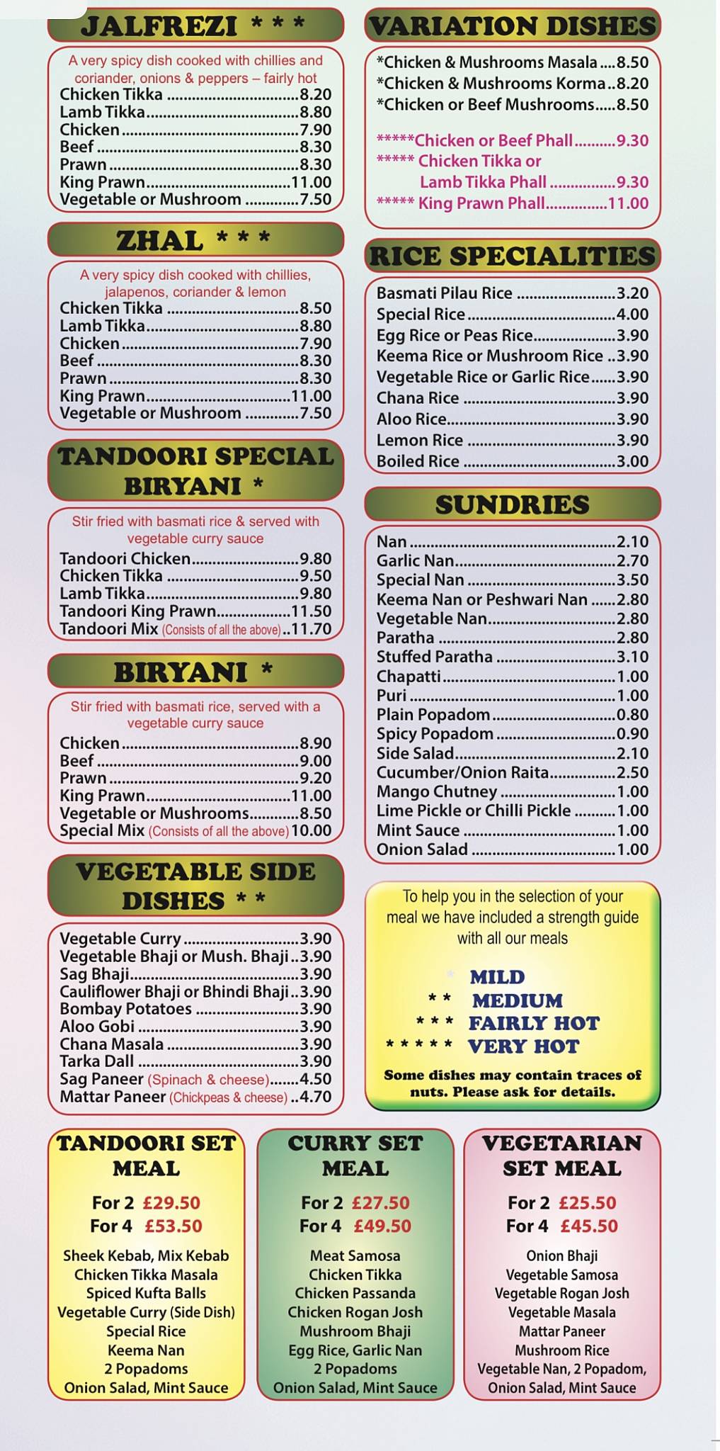Menu at India Spice restaurant, Hull
