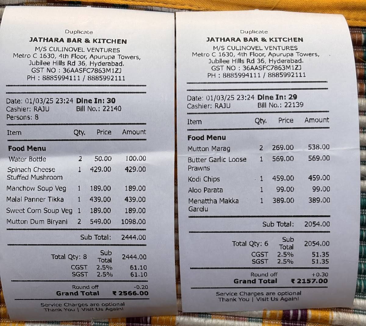 Menu at Jathara Bar & Kitchen, Hyderabad