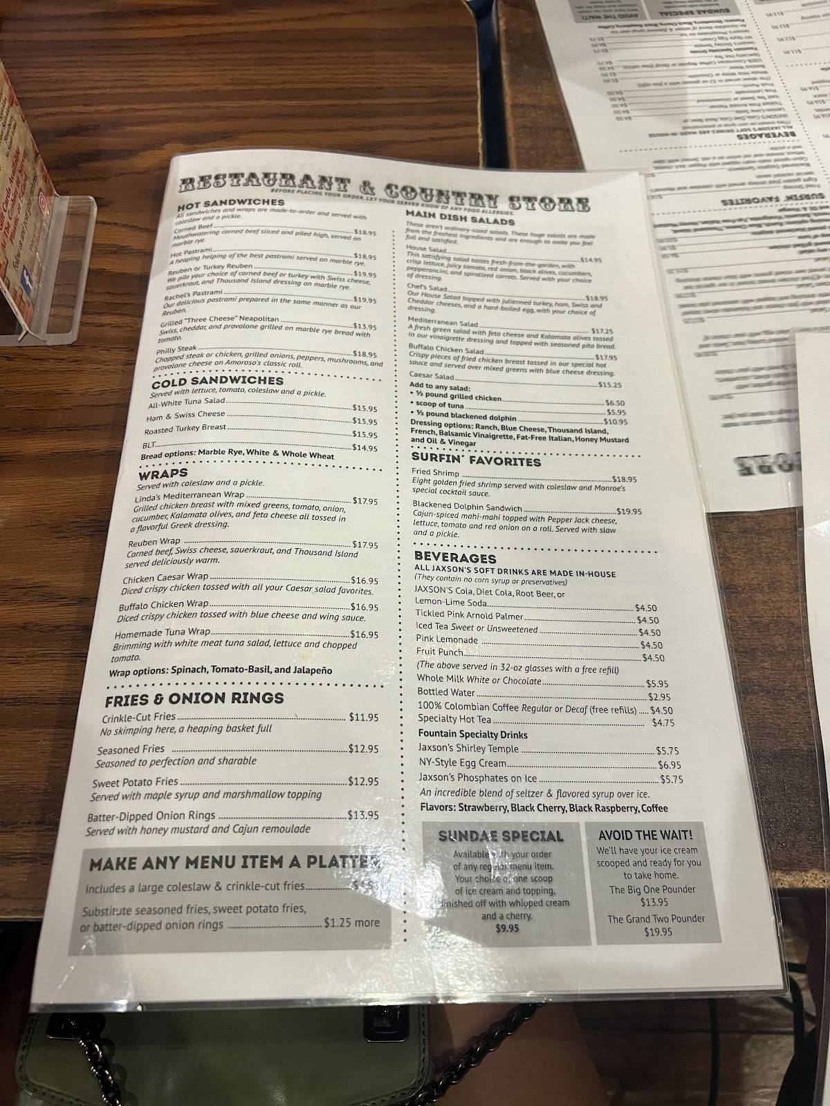 Menu at Jaxson's Ice Cream Parlor & Restaurant, Dania Beach
