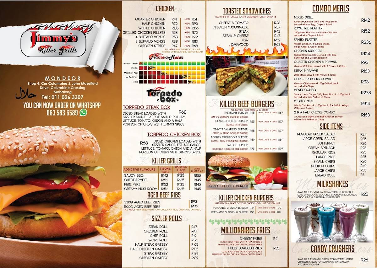 Menu at Jimmy's Killer Fish & Chips and Jimmys Killer Grills Mondeor ...
