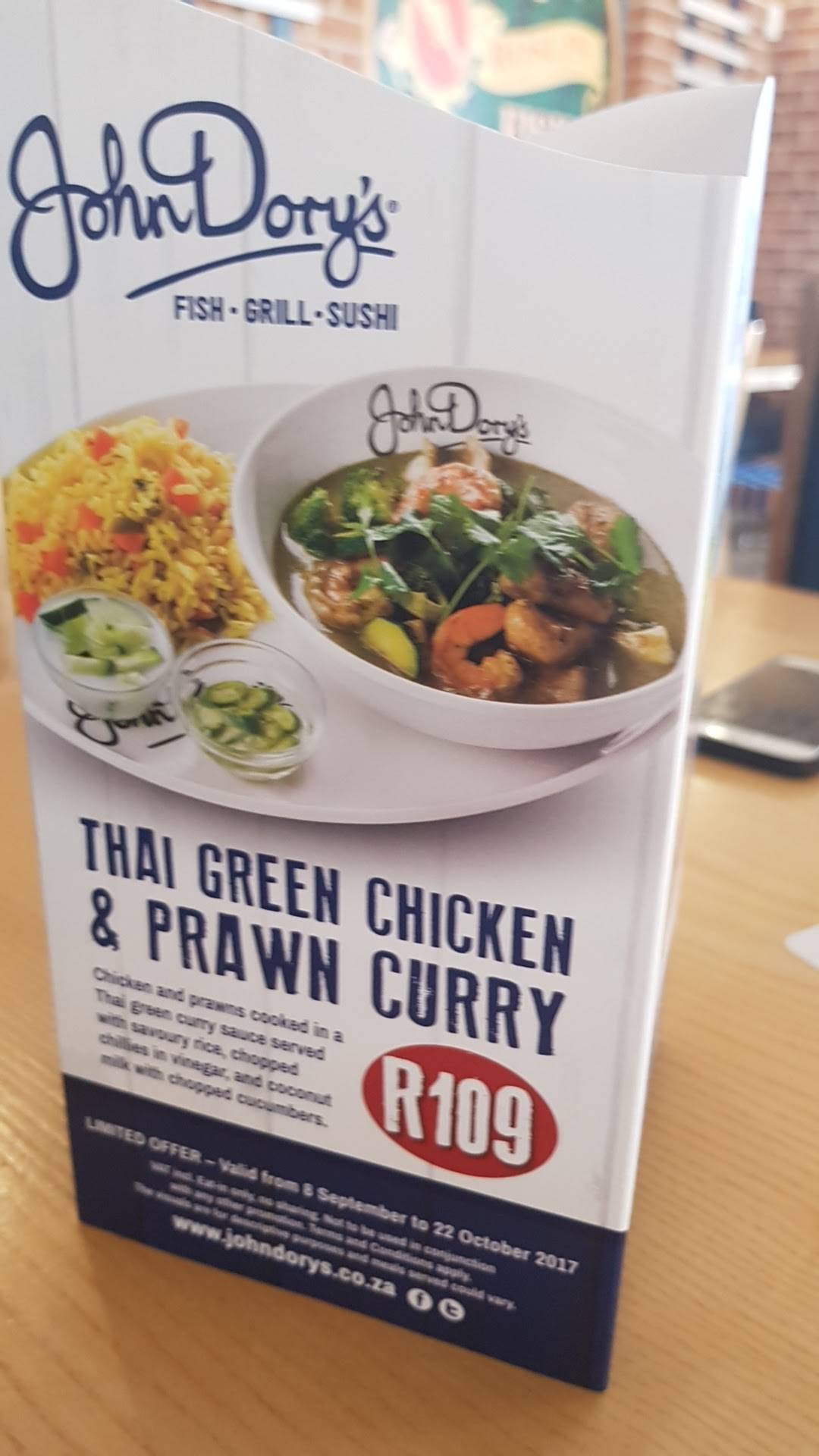 Menu at John Dory's Olympus Village restaurant, Pretoria, Shop 30
