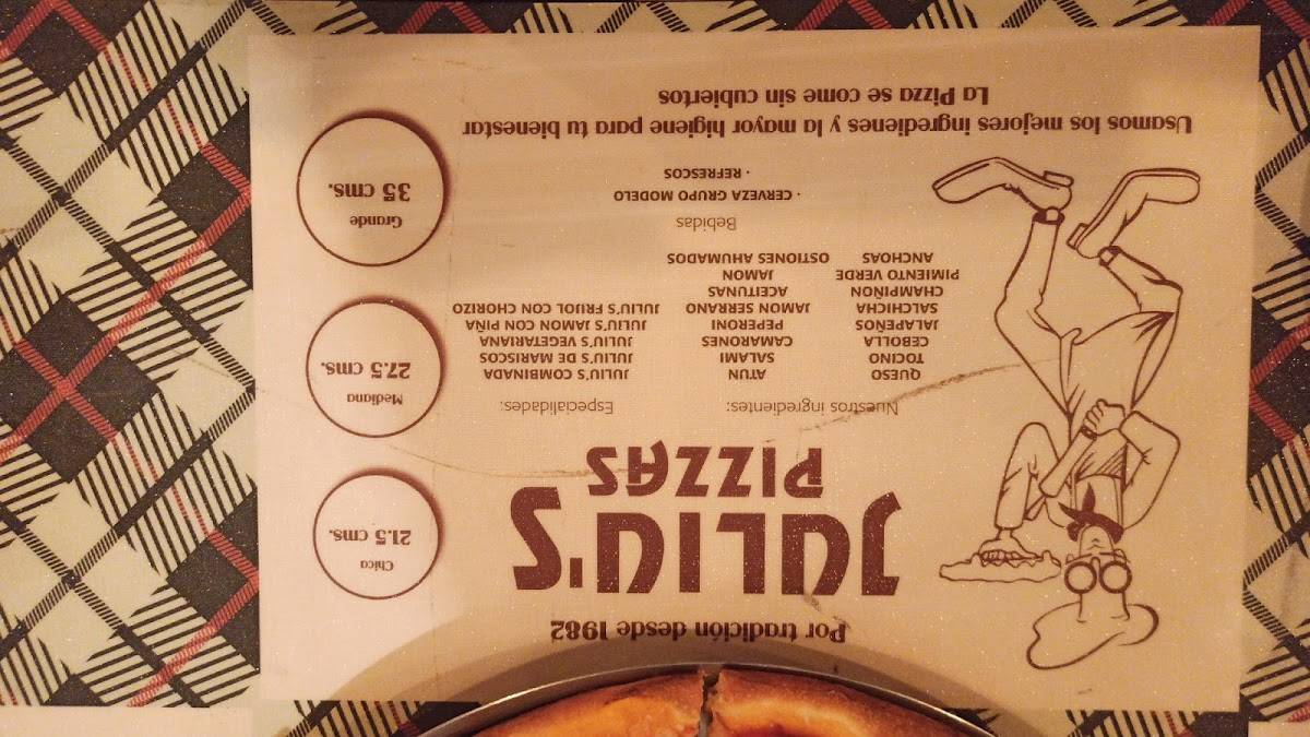 Carta del restaurante Julius Pizzas, Ciudad López Mateos, Filadelfia 182
