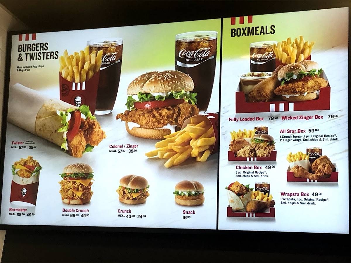 Menu at KFC 17th Quarter restaurant, Port Elizabeth, 17th Quarter Complex