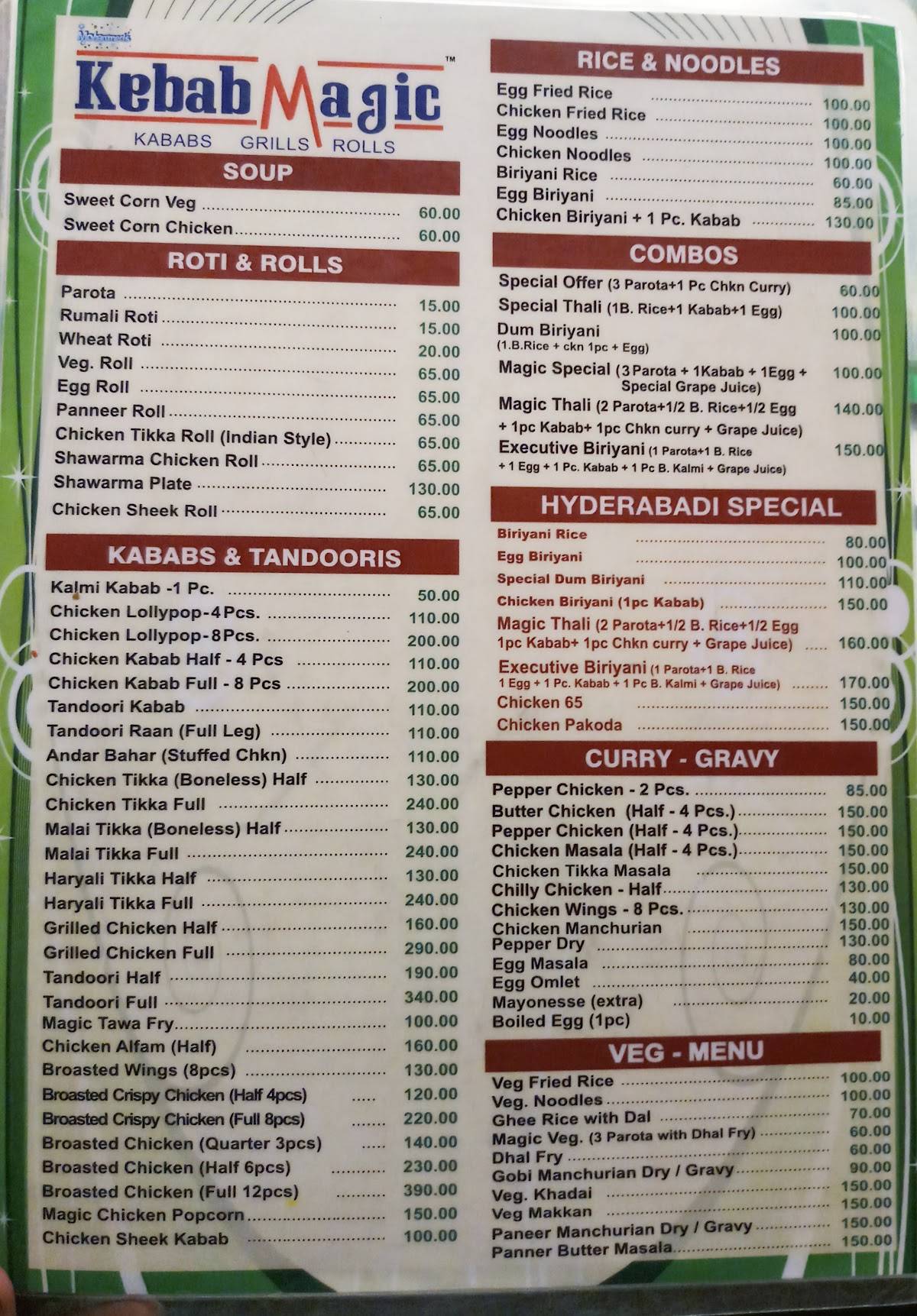 Menu at Kabab Magic - JP Nagar 3rd Phase, Bengaluru