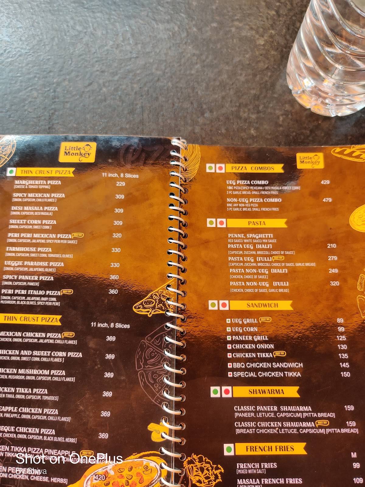 Menu at Kadai Drive In, Hanamkonda
