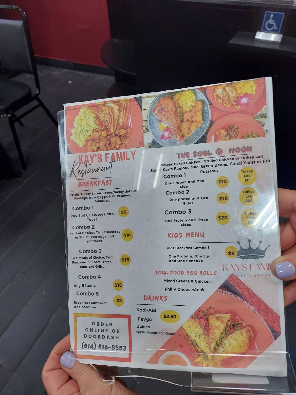 Menu at Kay's Soul Food Kitchen restaurant, Columbus