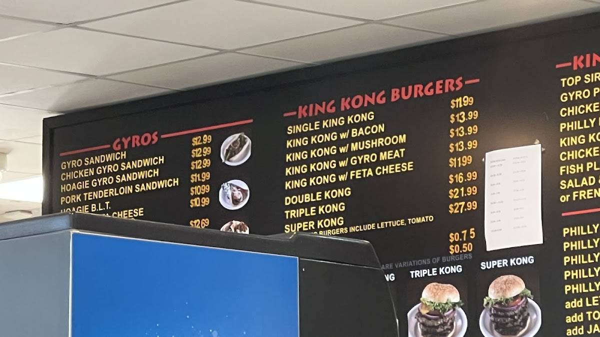 Menu at King Kong restaurant, Omaha, S 13th St
