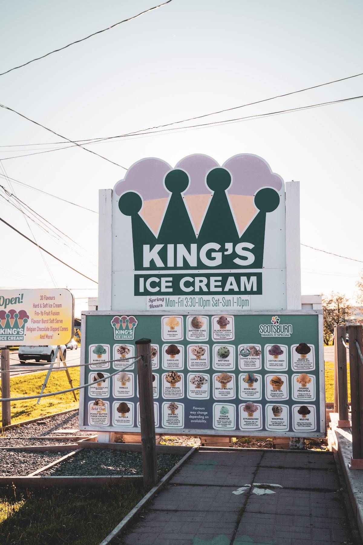 Menu at King's Ice Cream, Moncton