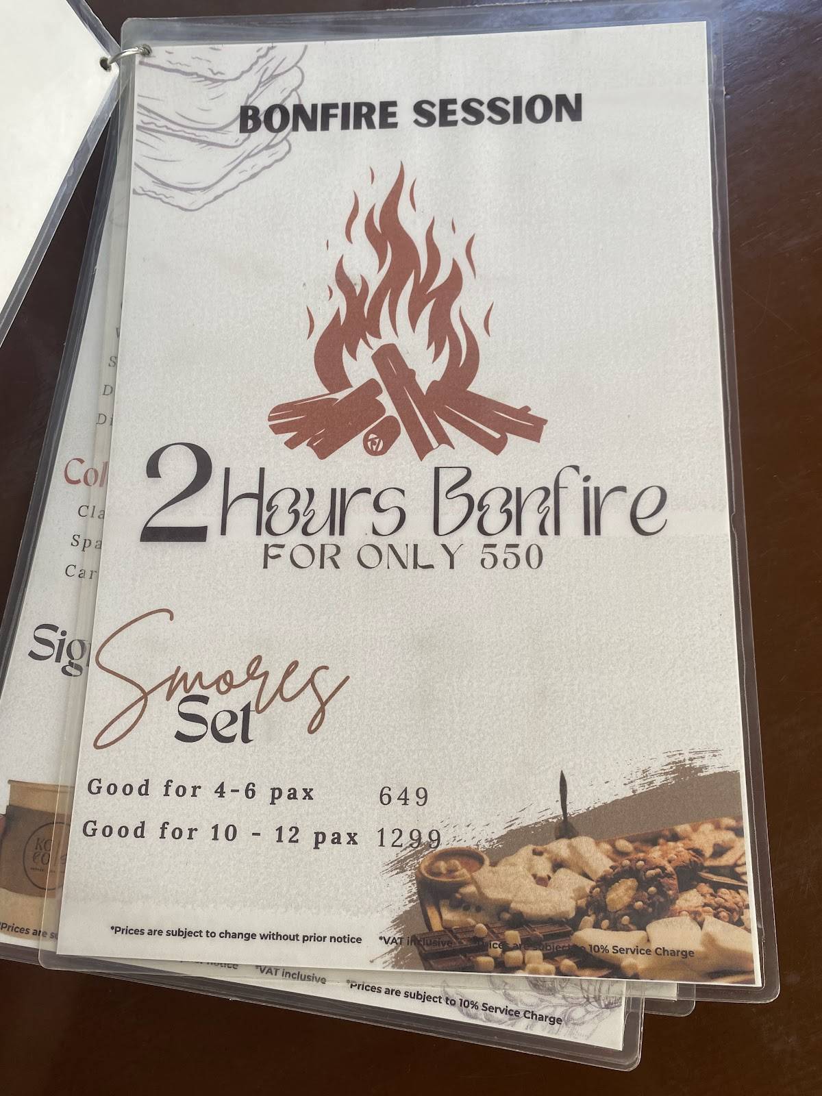 Menu at KoCo Cafe, Baguio