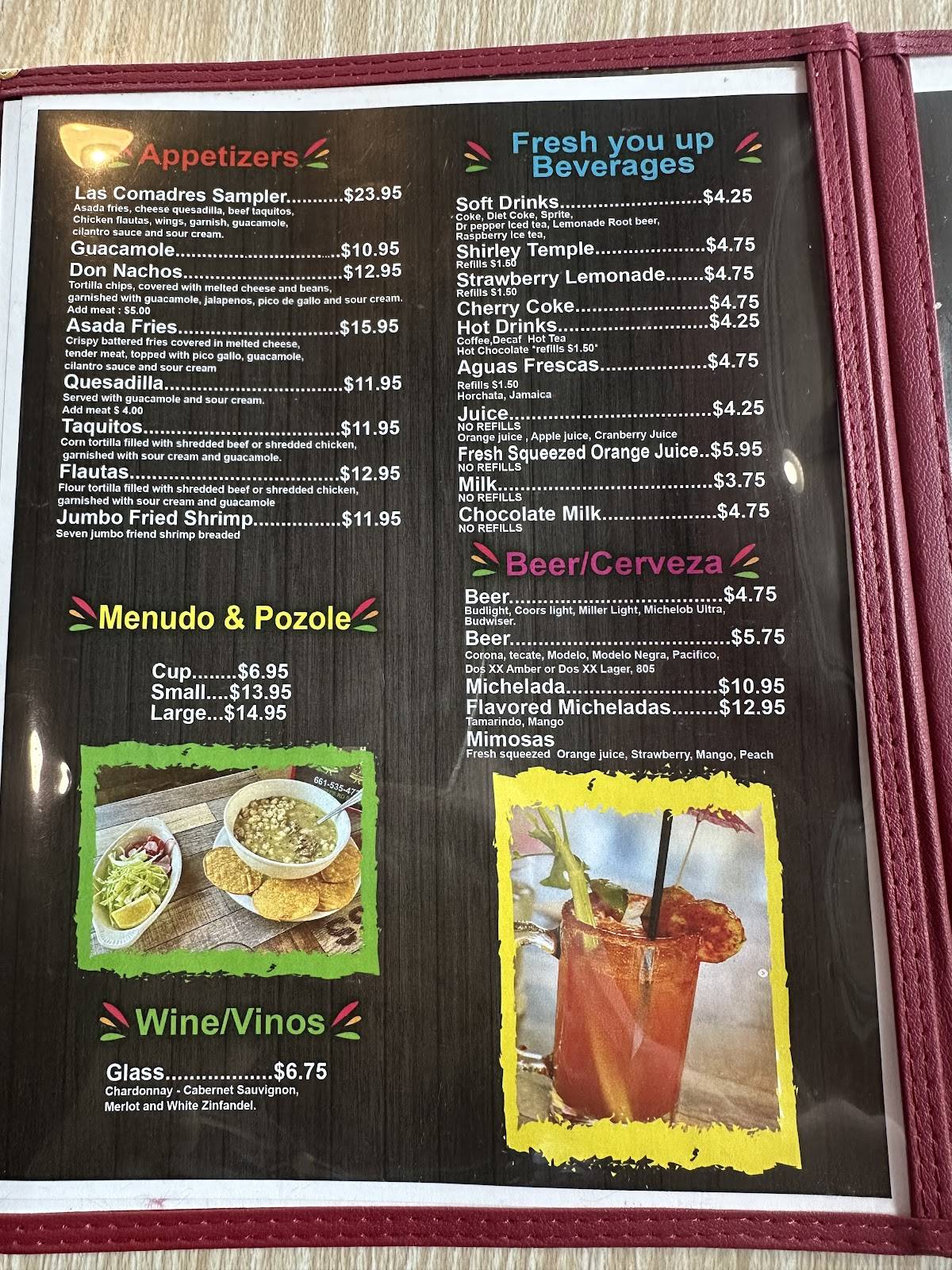 Menu at L & B Mexican Restaurant, Bakersfield