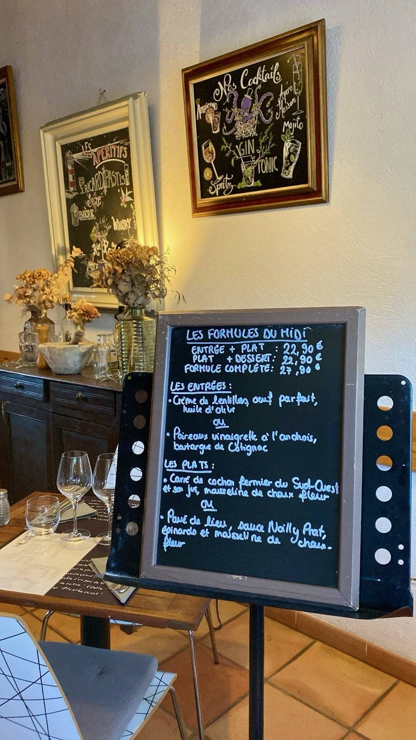Menu au La Bohème restaurant, La Motte
