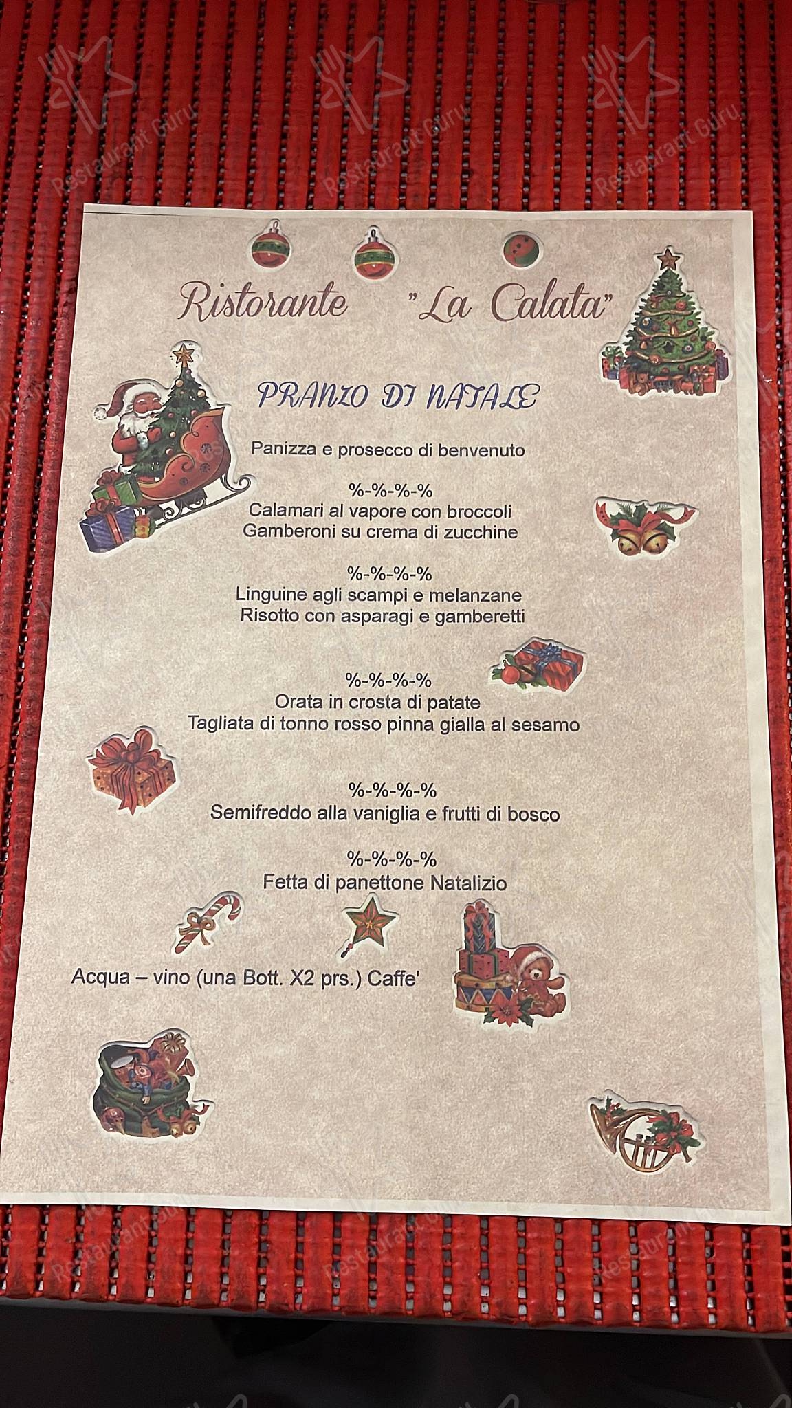 Menu da La Calata ristorante, Lerici
