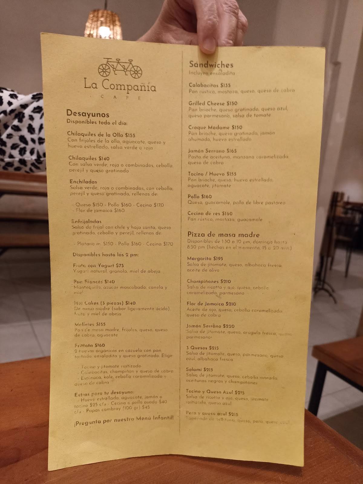 Carta de La Compañía Café, Santiago de Querétaro