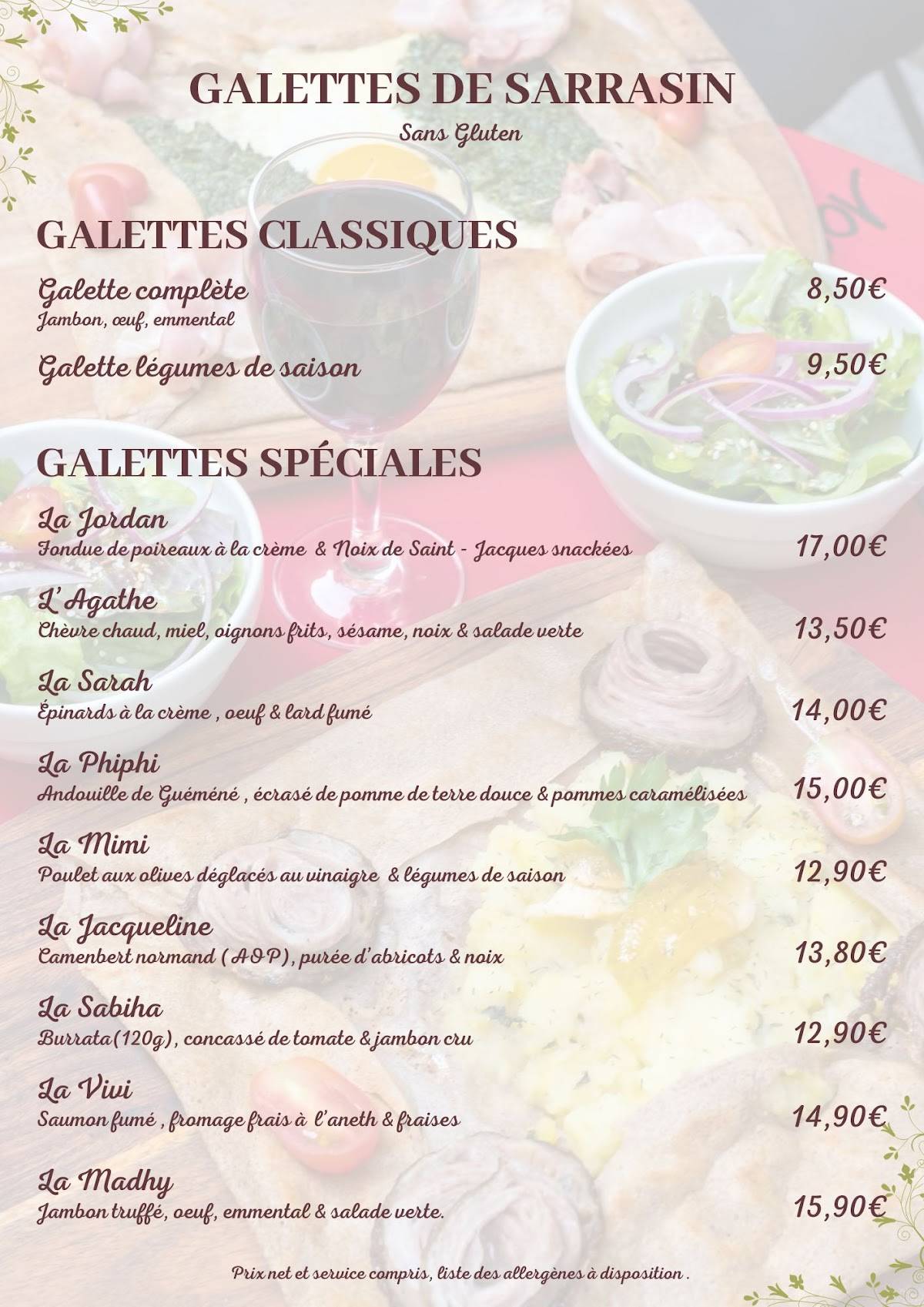 Menu au La Crêperie De Dédé restaurant, Lyon