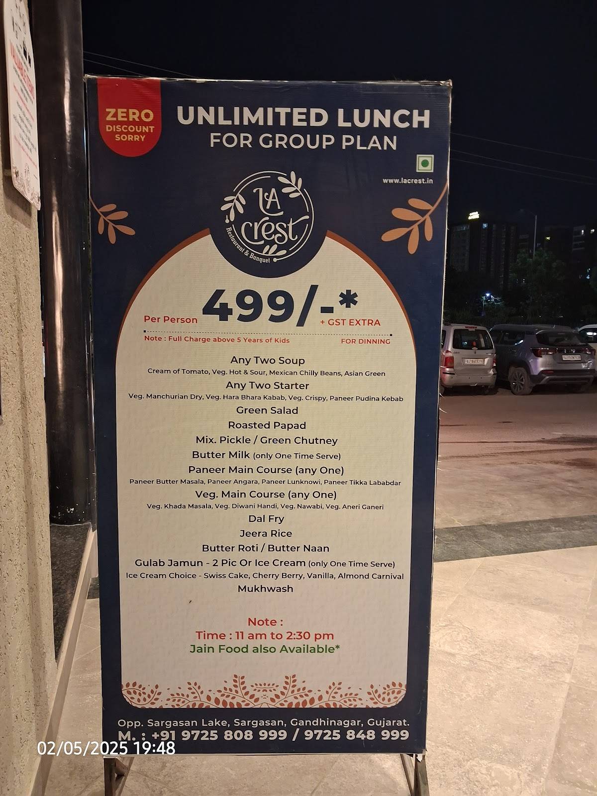 Menu at La Crest Restaurant & Banquet, Gandhinagar