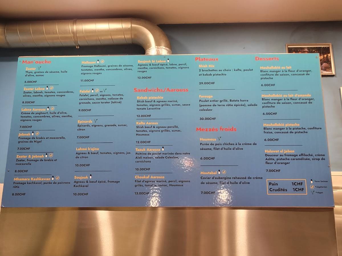 Menu at La Levantine by Sajeat, Geneva